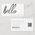Modern Minimalist Simple White Hello QR Code Business Card | Zazzle