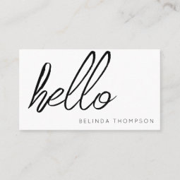 Modern Minimalist Simple White Hello QR Code Business Card | Zazzle