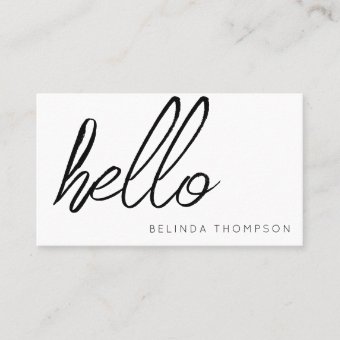 Modern Minimalist Simple White Hello QR Code Business Card | Zazzle