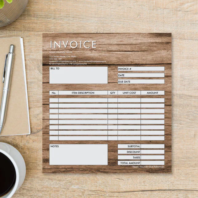 Modern Minimalist Small Invoice Form Business Logo Notepad | Zazzle
