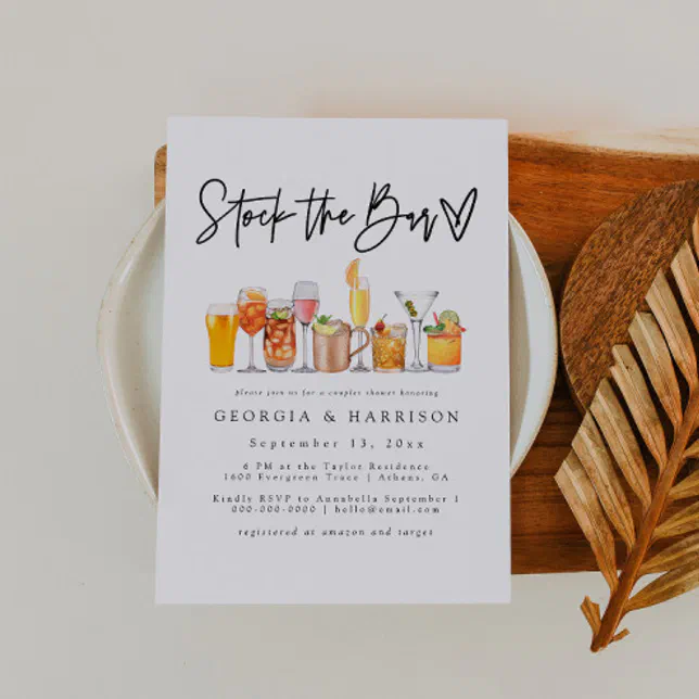 Modern Minimalist Stock The Bar Shower Invitation | Zazzle