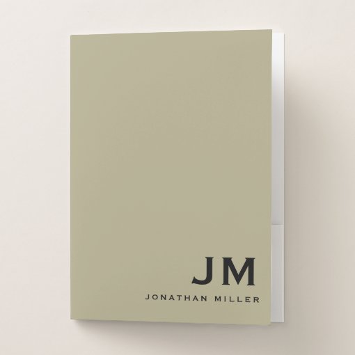 Modern Minimalist Stylish Monogrammed Pocket Folder | Zazzle