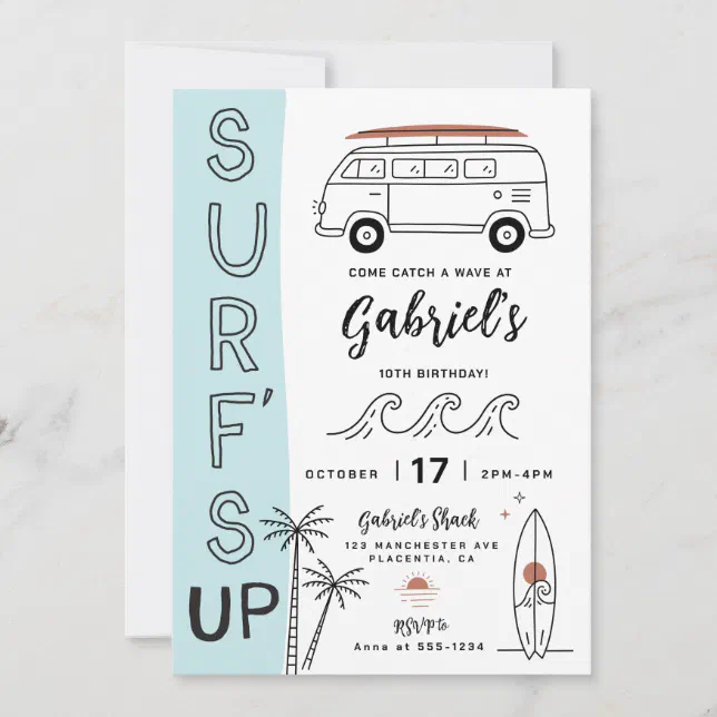 Modern Minimalist Surf birthday Party invitation | Zazzle