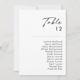 Modern Minimalist Table Number Seating Chart | Zazzle