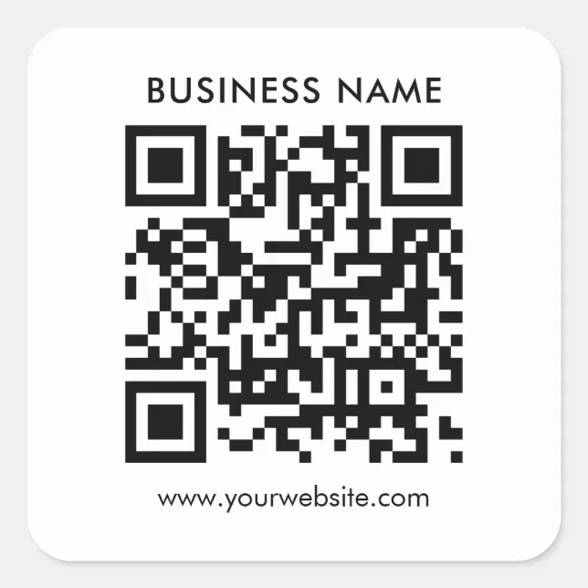 Modern Minimalist Template Custom Business QR Code Square Sticker | Zazzle