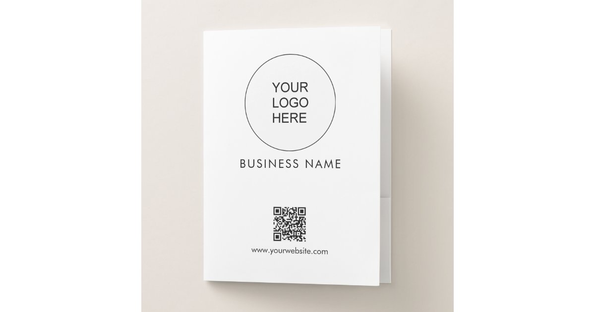 Modern Minimalist Template QR Code Text Logo Here Pocket Folder | Zazzle