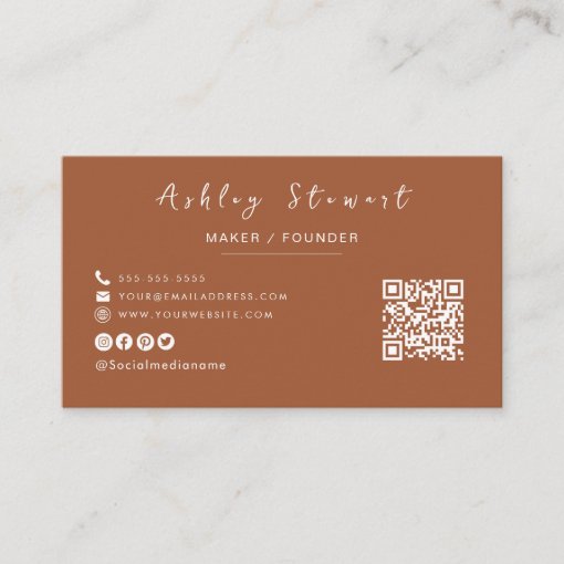 Modern Minimalist Terracotta Professional Qr Code Business Card | Zazzle Modern Minimalist Terracotta Professional Qr Code Business Card | Zazzle