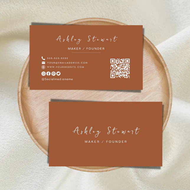 Modern Minimalist Terracotta Professional Qr Code Business Card | Zazzle Modern Minimalist Terracotta Professional Qr Code Business Card | Zazzle