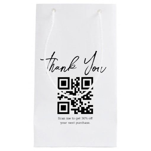 modern minimalist thank you business qr code small gift bag | Zazzle