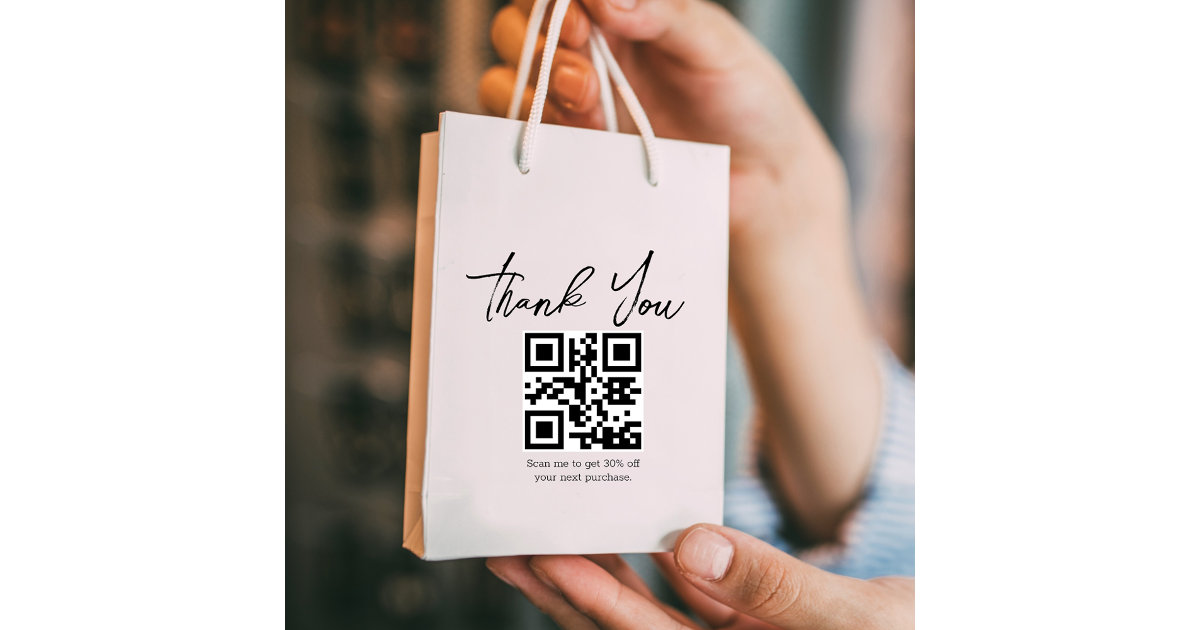 modern minimalist thank you business qr code small gift bag | Zazzle