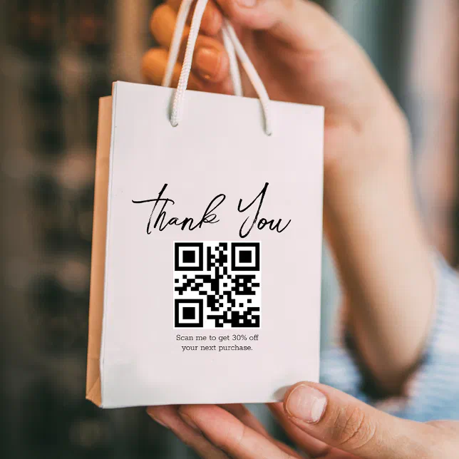 modern minimalist thank you business qr code small gift bag | Zazzle