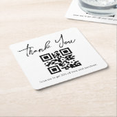modern minimalist thank you business qr code square paper coaster | Zazzle
