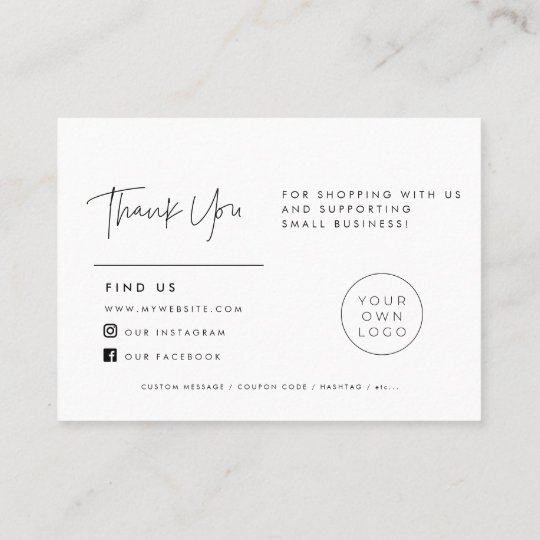 Modern minimalist Thank you package insert card | Zazzle.com