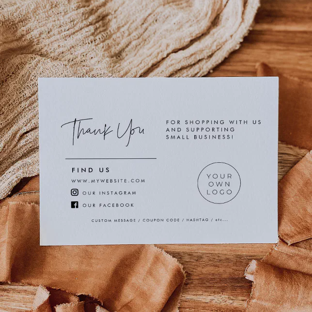 Modern minimalist Thank you package insert card | Zazzle