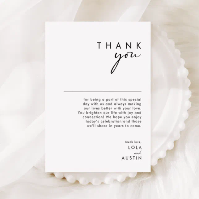 Modern Minimalist Thank You Reception Card | Zazzle