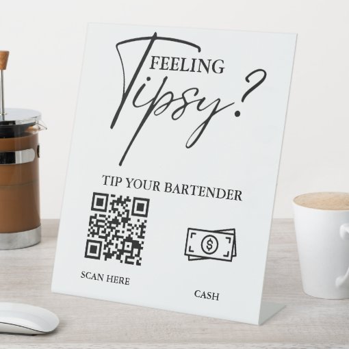 Modern Minimalist Tip Your Bartender Wedding Sign | Zazzle