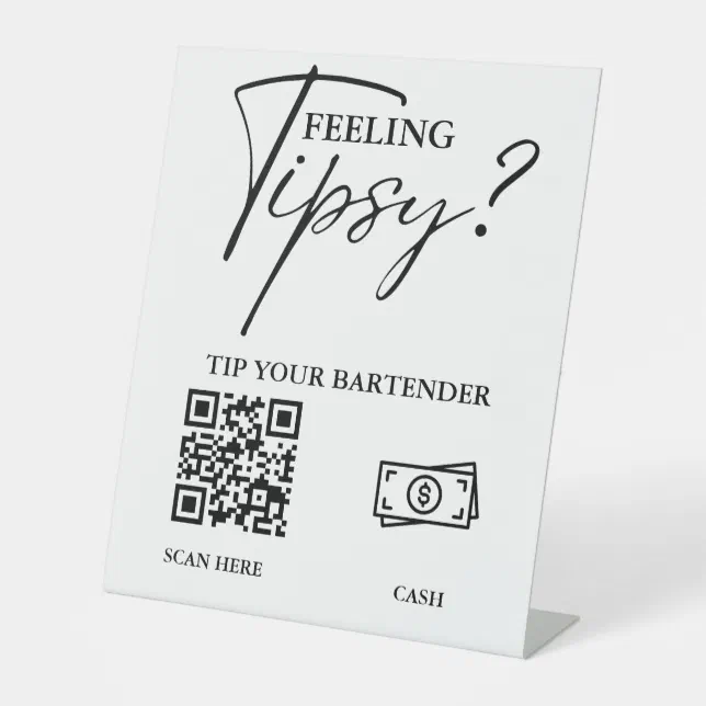 Modern Minimalist Tip Your Bartender Wedding Sign | Zazzle