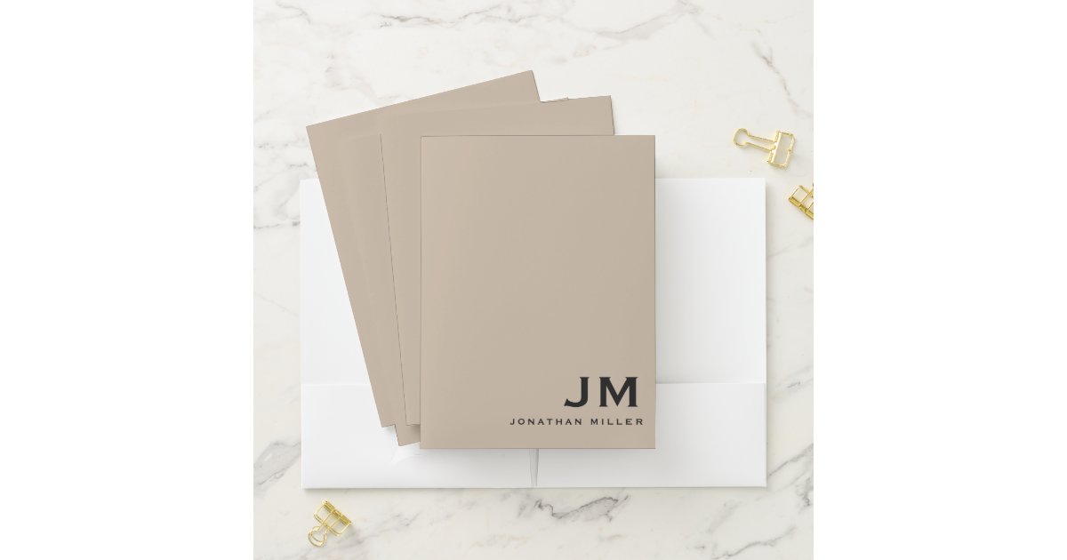 Modern Minimalist Trendy Monogram Pocket Folder | Zazzle