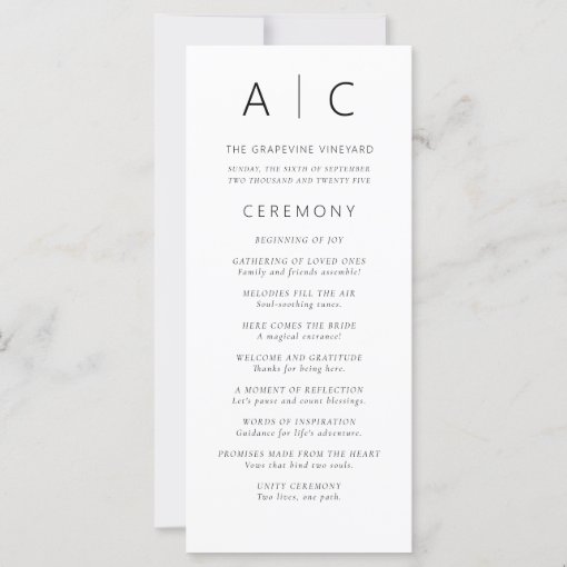 Modern Minimalist Typography Wedding Program | Zazzle