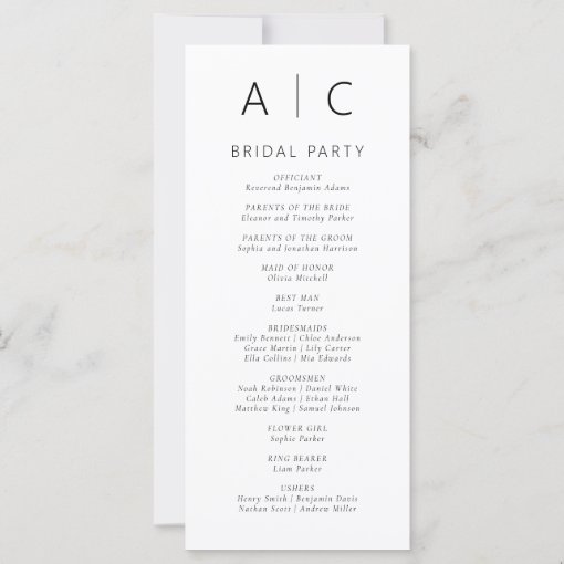 Modern Minimalist Typography Wedding Program | Zazzle