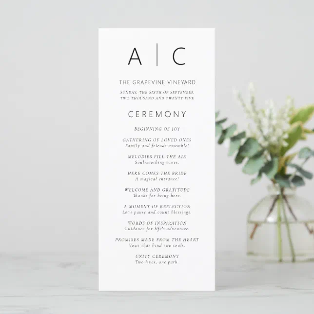 Modern Minimalist Typography Wedding Program | Zazzle