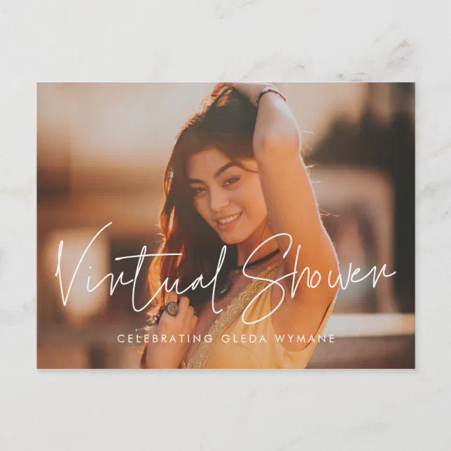 Modern minimalist Virtual shower photo invitation Postcard | Zazzle