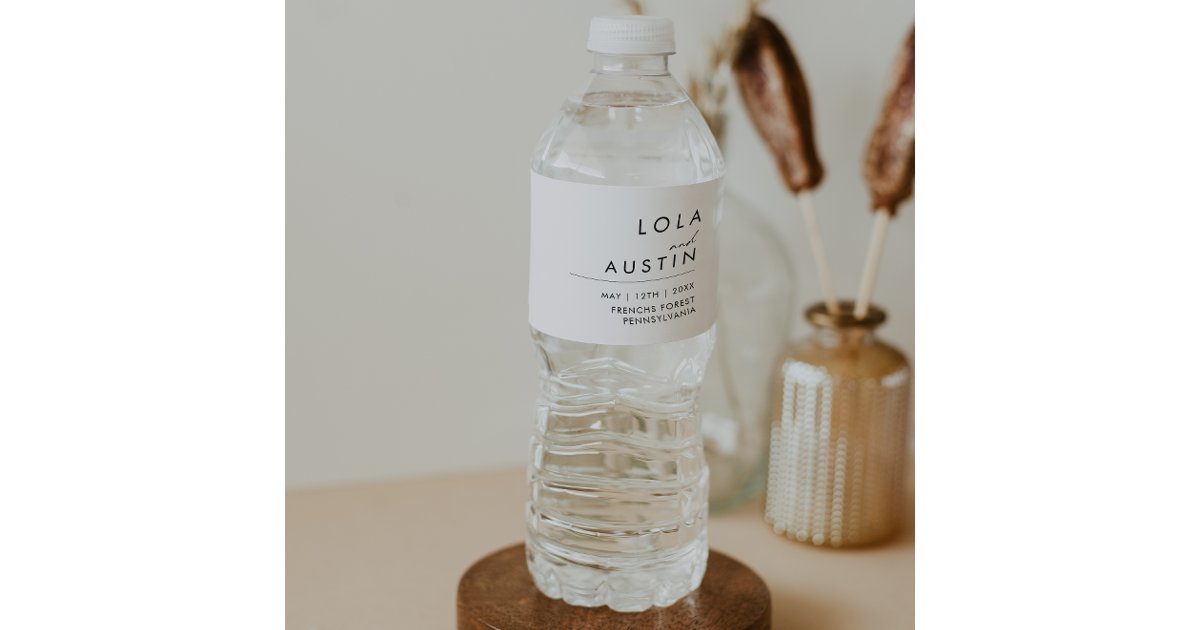 Modern Minimalist Water Bottle Label | Zazzle