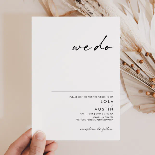 Modern Minimalist We Do Wedding Invitation | Zazzle