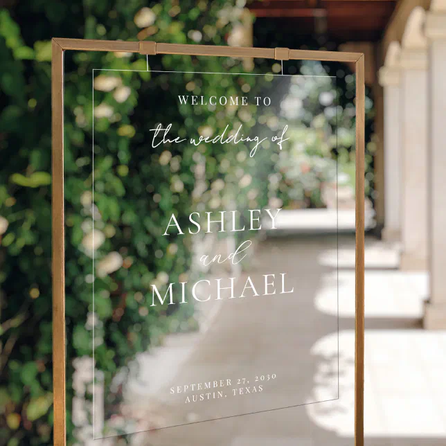 Modern Minimalist Wedding Acrylic Welcome Sign | Zazzle