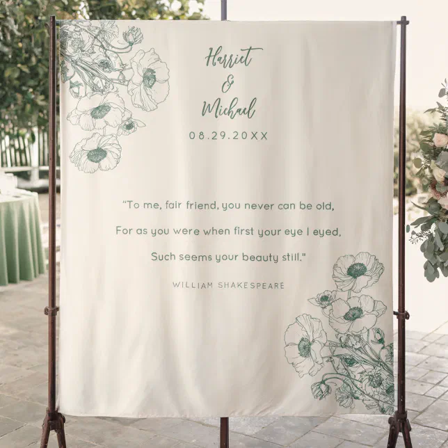 Modern Minimalist Wedding Backdrop Floral Quote | Zazzle