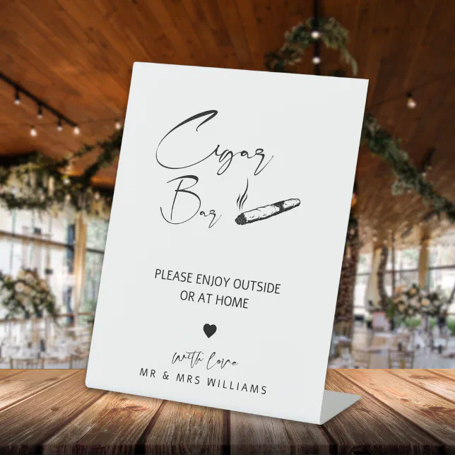 Modern Minimalist Wedding Cigar Bar Wedding Sign | Zazzle