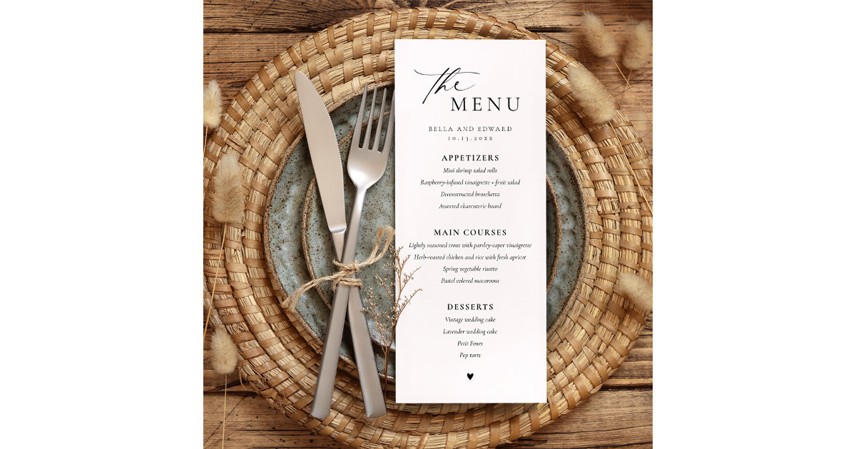 Modern Minimalist Wedding Dinner Menu | Zazzle