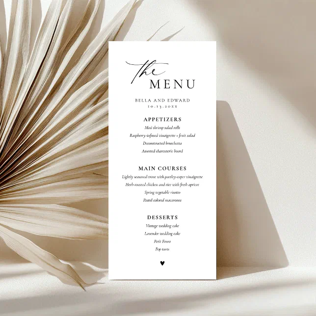 Modern Minimalist Wedding Dinner Menu | Zazzle