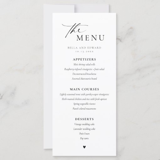 Modern Minimalist Wedding Dinner Menu | Zazzle