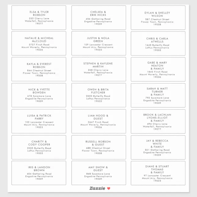 Modern Minimalist Wedding Guest Address Labels | Zazzle