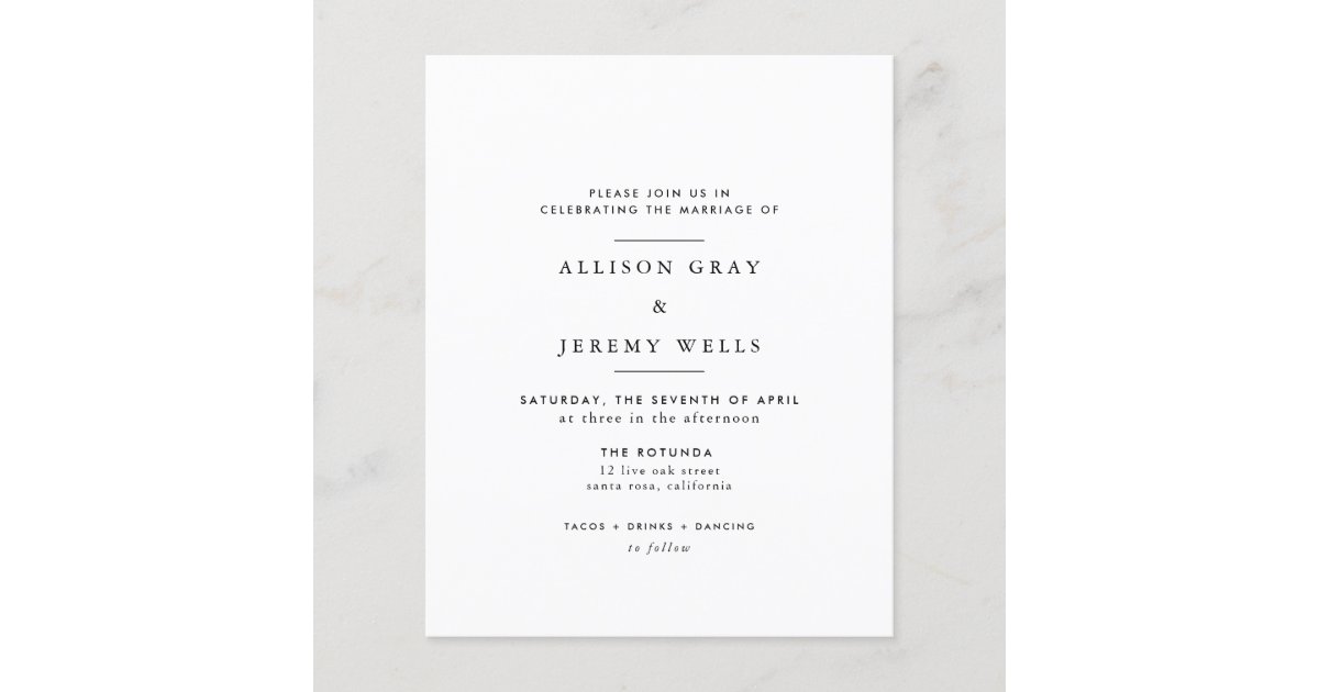 Modern Minimalist Wedding Invitation | Zazzle