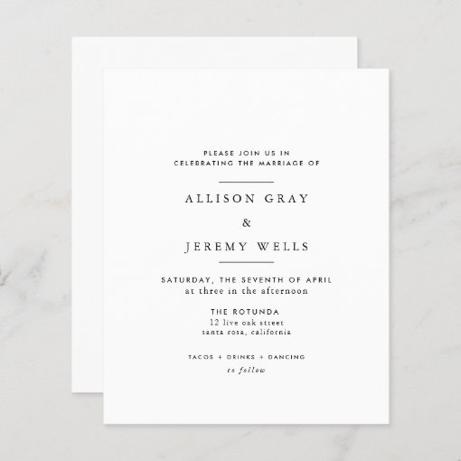 Modern Minimalist Wedding Invitation | Zazzle