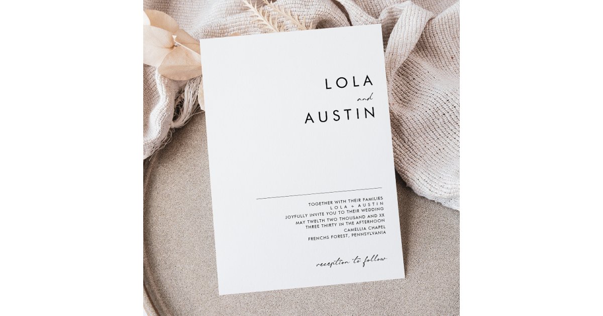 Modern Minimalist Wedding Invitation | Zazzle