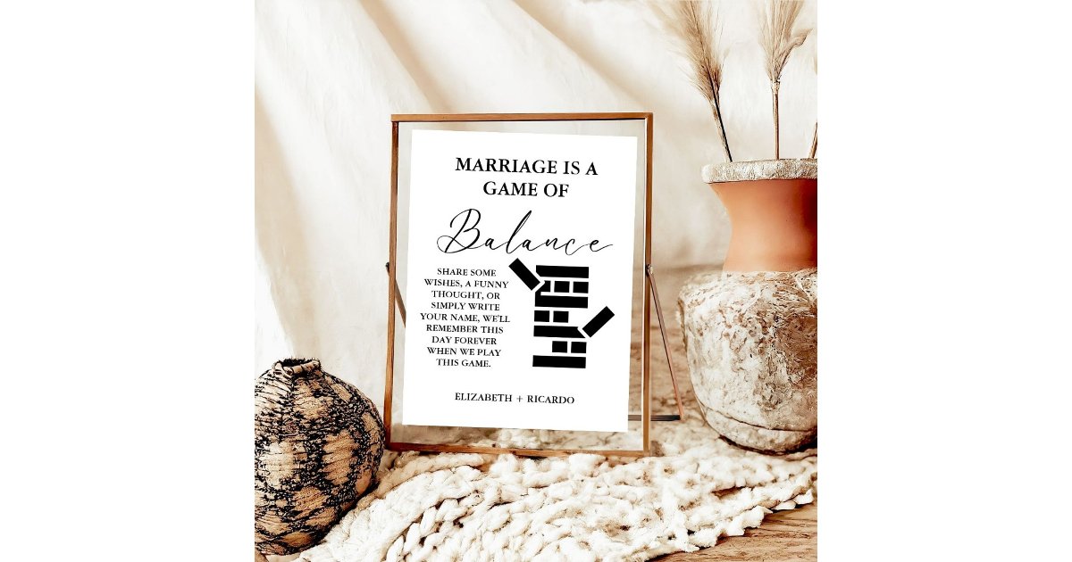 Modern Minimalist Wedding Jenga Guest Book Sign | Zazzle