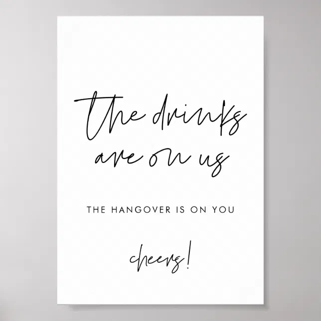 Modern Minimalist wedding Open bar sign | Zazzle