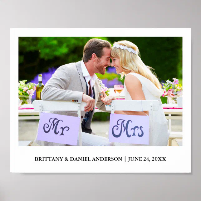 Modern Minimalist Wedding Photo Poster | Zazzle