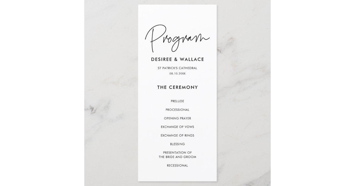Modern minimalist wedding program | Zazzle