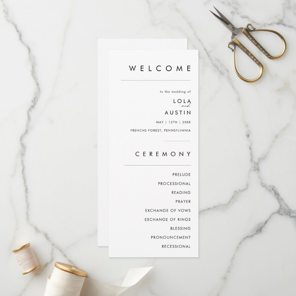 Modern Minimalist Wedding Program sold by Acoydan | SKU 43854098 | 65% ...