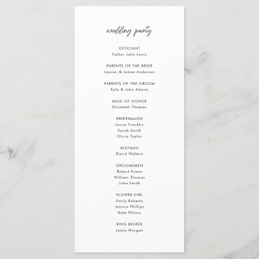 Modern Minimalist Wedding Program | Zazzle