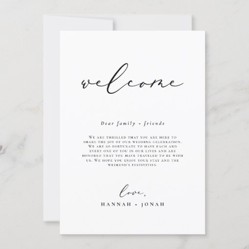 Modern Minimalist Wedding program Welcome Bag card | Zazzle