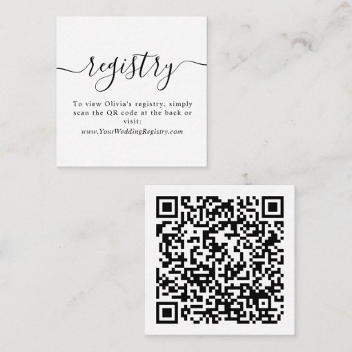 Modern Minimalist Wedding QR Code Registry Enclosure Card | Zazzle