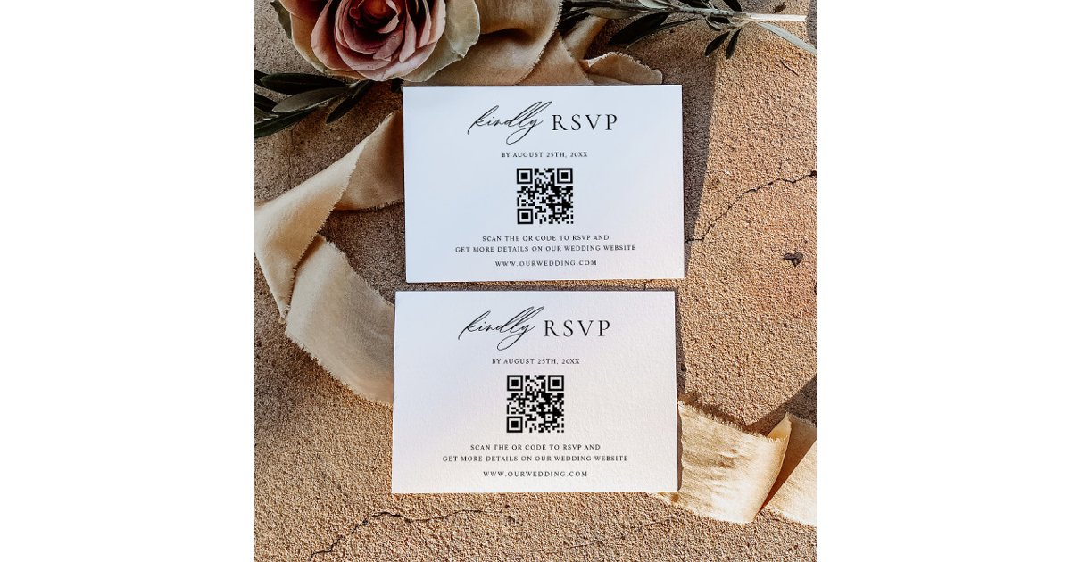 Modern Minimalist Wedding QR Code Response Card | Zazzle