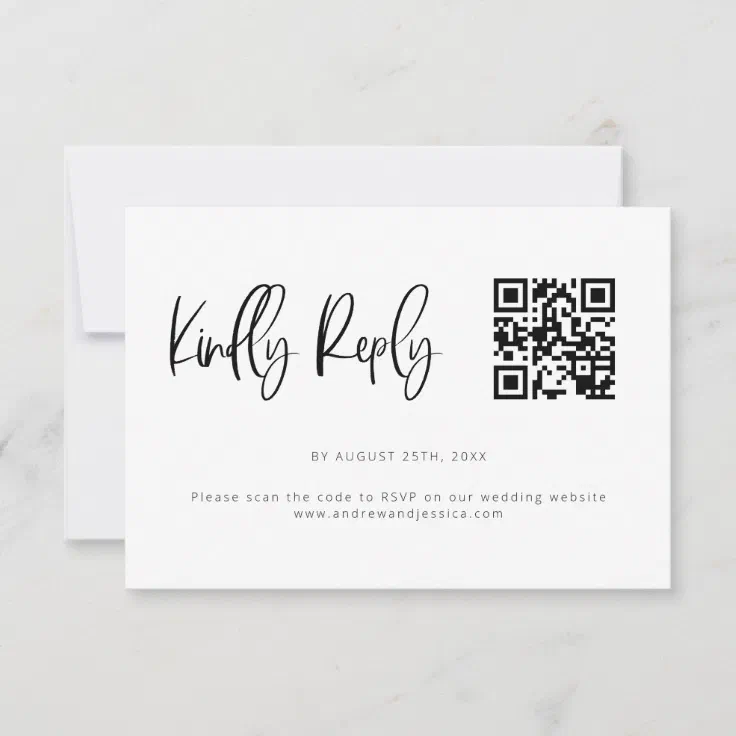 Modern Minimalist Wedding QR Code RSVP Card | Zazzle