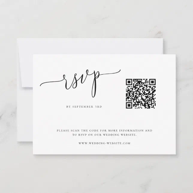 Modern Minimalist Wedding QR Code RSVP Card | Zazzle