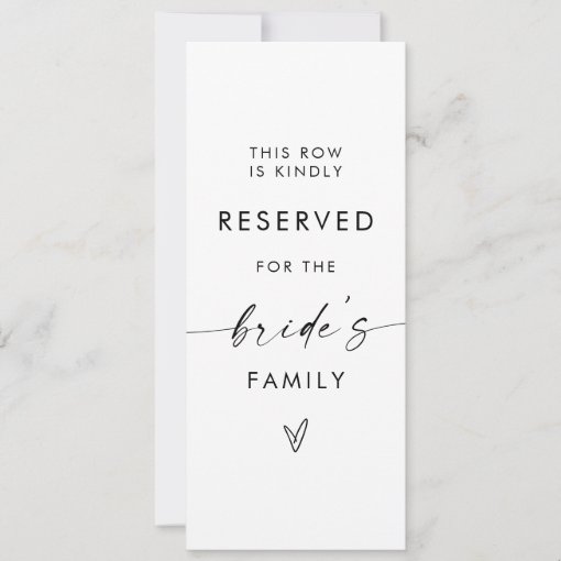 Modern Minimalist Wedding Reserved Sign | Zazzle